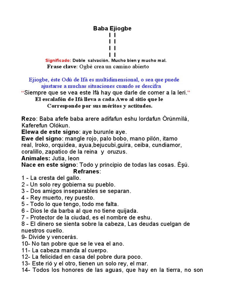 Baba Ejiogbe | PDF | Santeria | Religión y creencia