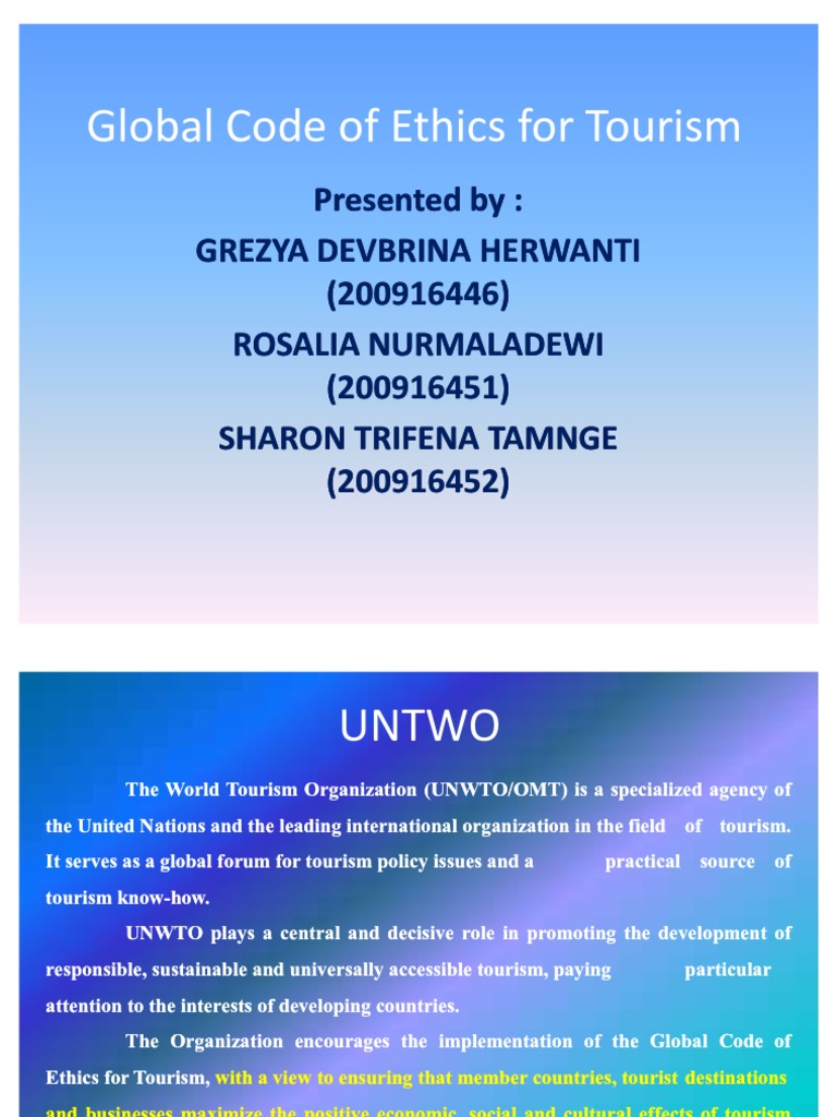 Global Code of Ethics For Tourism | PDF | Tourism | Sustainability