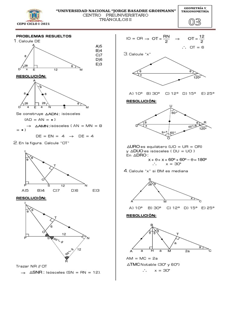 Pract. 03 Geometria y Trig. | PDF | Matemática Elemental | Objetos geométricos