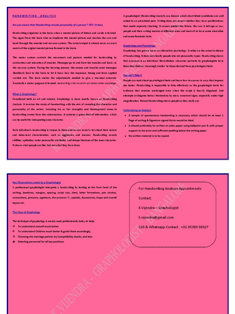 Handwriting Analysis: Graphology and Psychology | PDF | Graphology ...