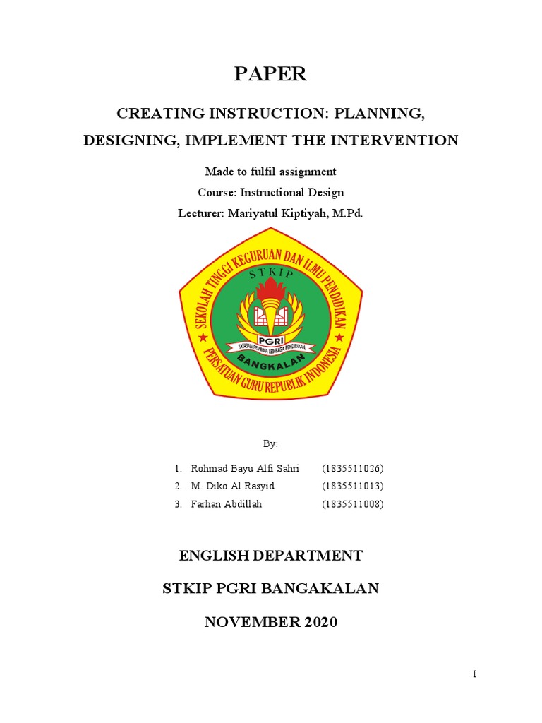 Instructional Design Paper | PDF | Instructional Design | Educational ...