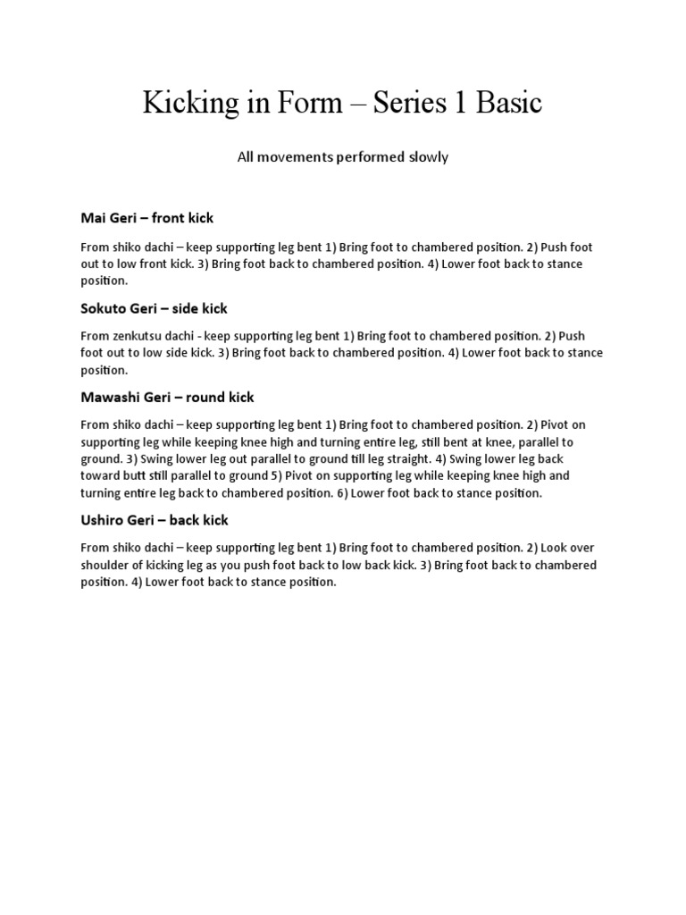 Kicking in Form - Series 1 Basic | PDF