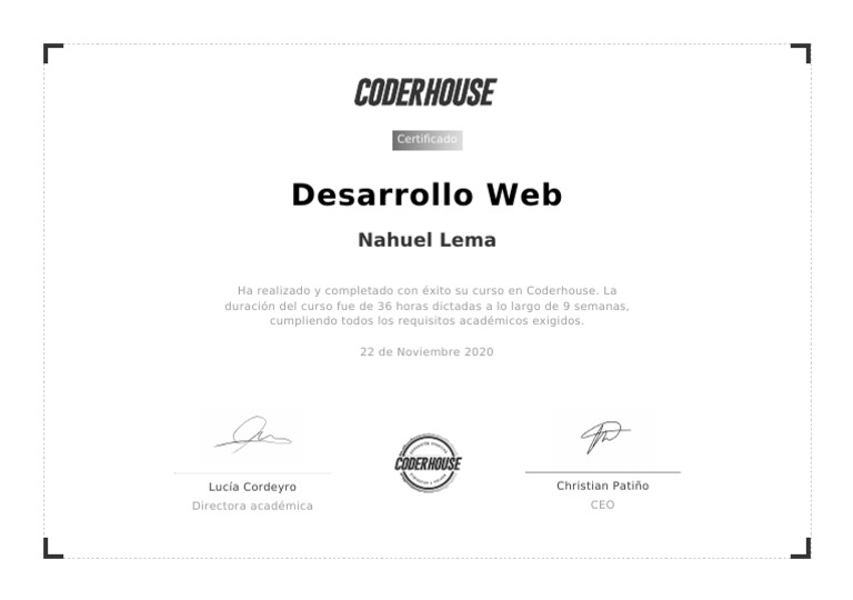 CoderHouse Colombia Ejemplo de Diploma | PDF