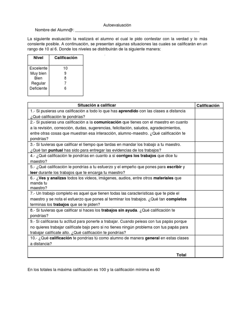 Autoevaluación | PDF | Aprendizaje | Modificación de comportamiento