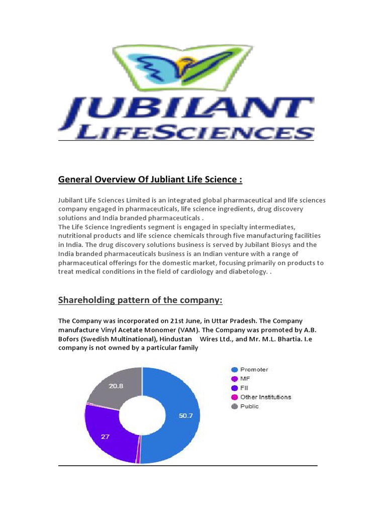Jubliant LIfe Sciences | PDF | Profit (Economics) | Pharmaceutical