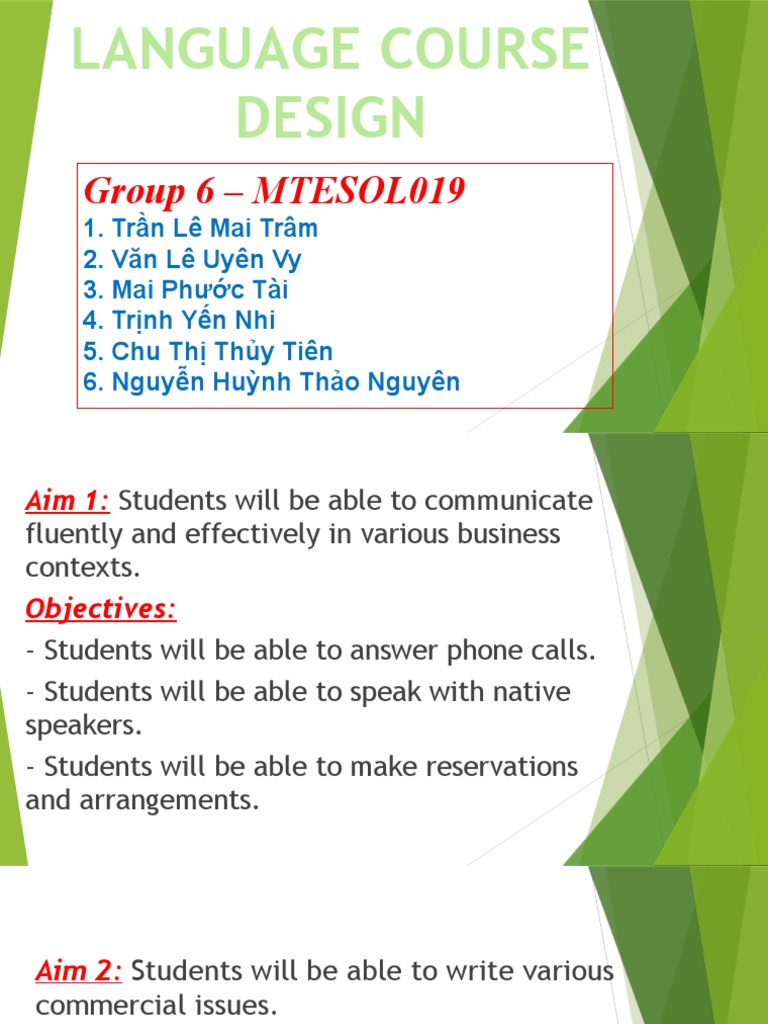 Group 6 - Language Course Design - Group Activity Final | PDF ...
