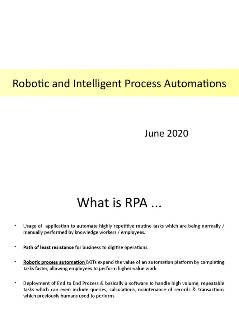 Robotics Process Automation | PDF | Automation | Artificial Intelligence