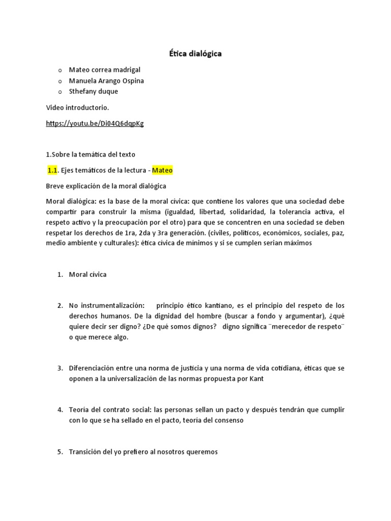Etica Dialogica | PDF | Moralidad | Immanuel Kant