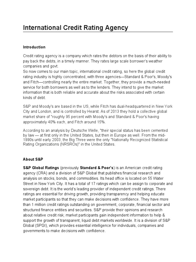 International Credit Rating Agency | PDF | Moody's Investors Service ...