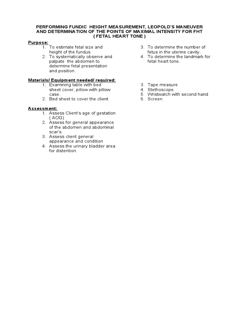 Leopolds Maneuvers Fundic Height Measurement and FHT Determination ...