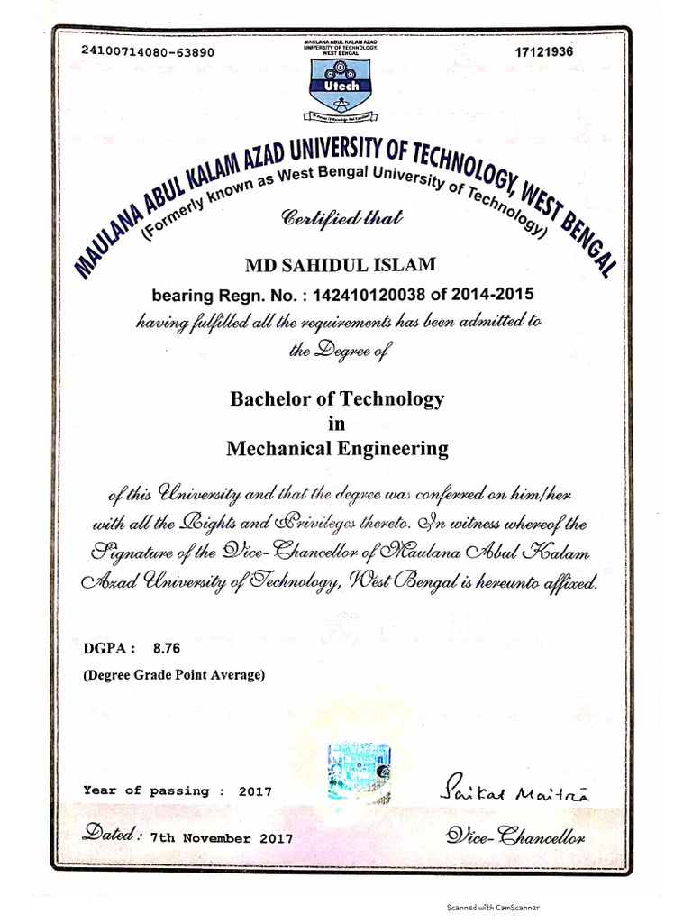 B.Tech - Final Marksheet & Certificate - 2 PDF | PDF