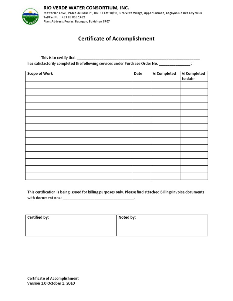 Certificate of Accomplishment Template | PDF