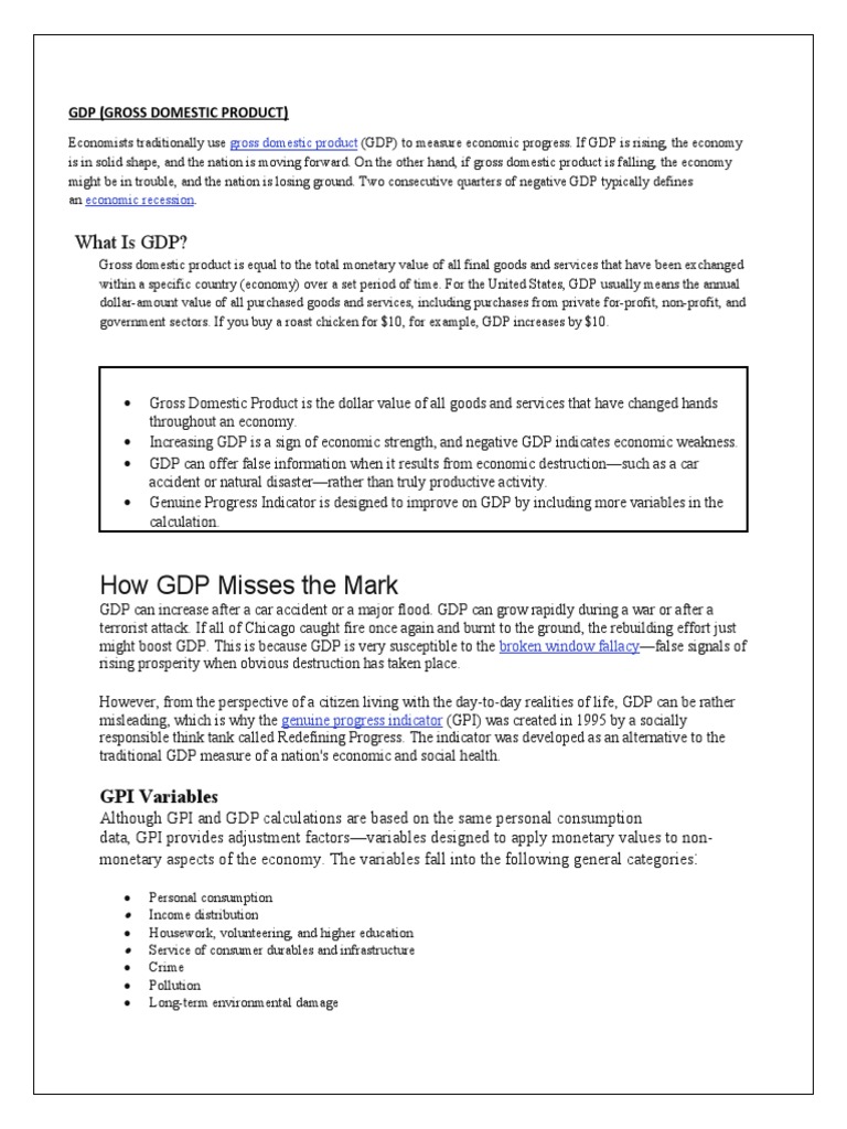 GDP Vs Gpi | PDF | Gross Domestic Product | Macroeconomics