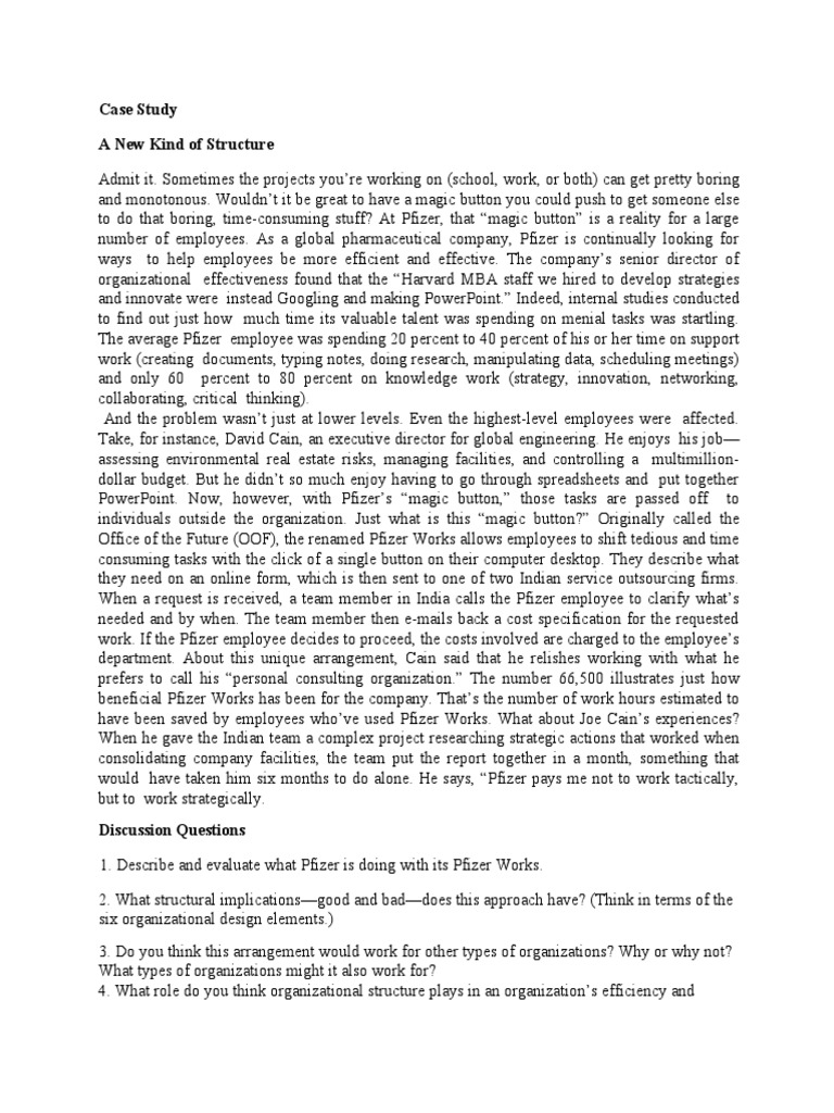 Pfizer's Innovative Organizational Model | PDF | Organizational ...
