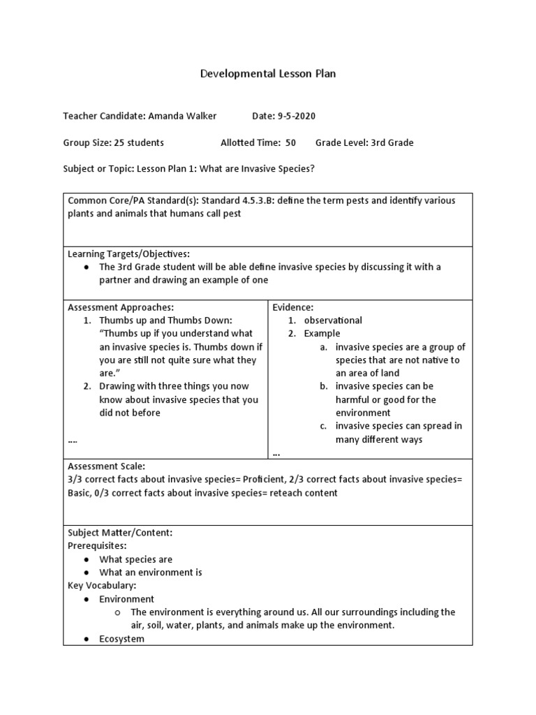 Lesson Plan 1 | PDF | Invasive Species | Introduced Species