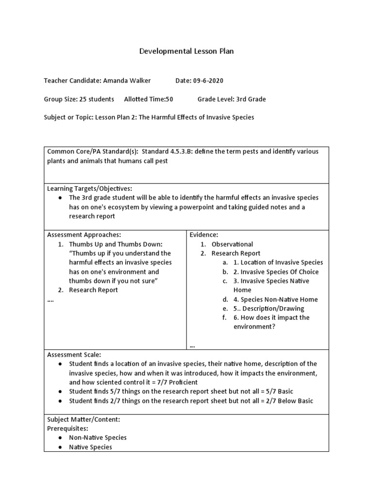Lesson Plan 2 | Download Free PDF | Invasive Species | Lesson Plan