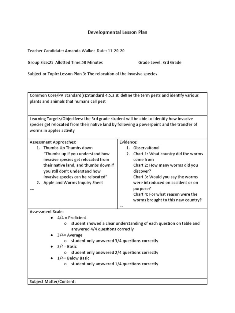 Lesson Plan 3 | PDF | Invasive Species | Lesson Plan