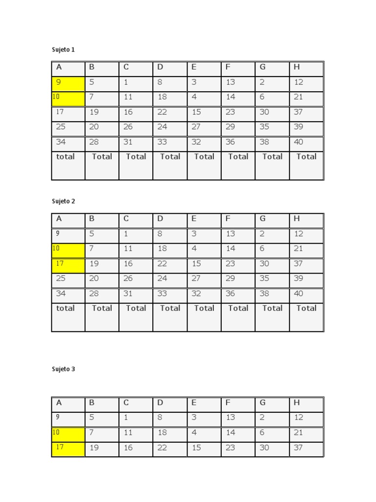 Tabla de Tabulacion | PDF