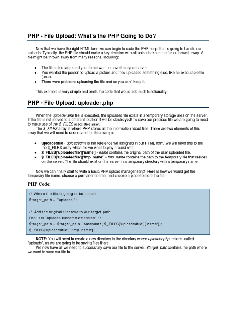 PHP - File Upload: What's The PHP Going To Do? | PDF