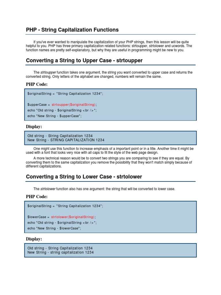 PHP - String Capitalization Functions | PDF