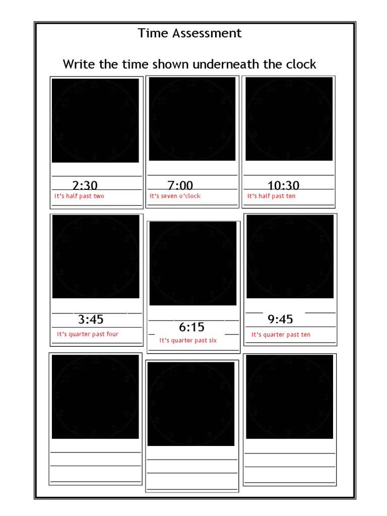 Clock Time Reading Practice | PDF
