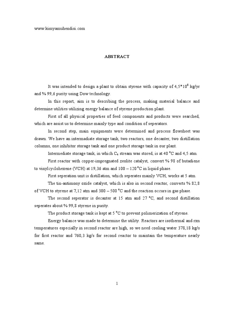 Syrene Production by Dow Process RT | PDF | Chemical Reactor | Catalysis