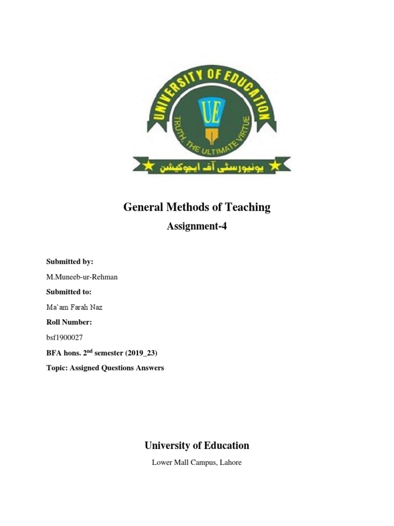 General Methods of Teaching 4 | PDF | Lecture | Teachers