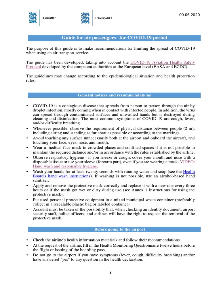 Guide For Air Passengers For COVID-19 Period: COVID-19 Aviation Health ...