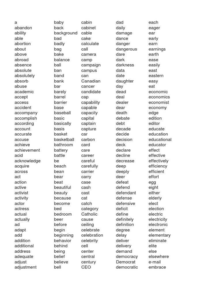 3000 Most Common English Words | PDF | Adolescence