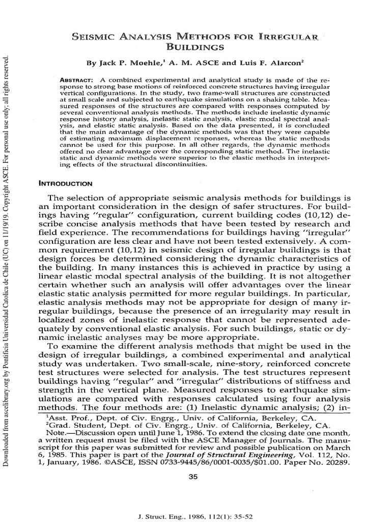 By Jack P. Moehle, A. M. ASCE and Luis F. Alarcon: J. Struct. Eng., 1986, 112 (1) : 35-52 | PDF ...