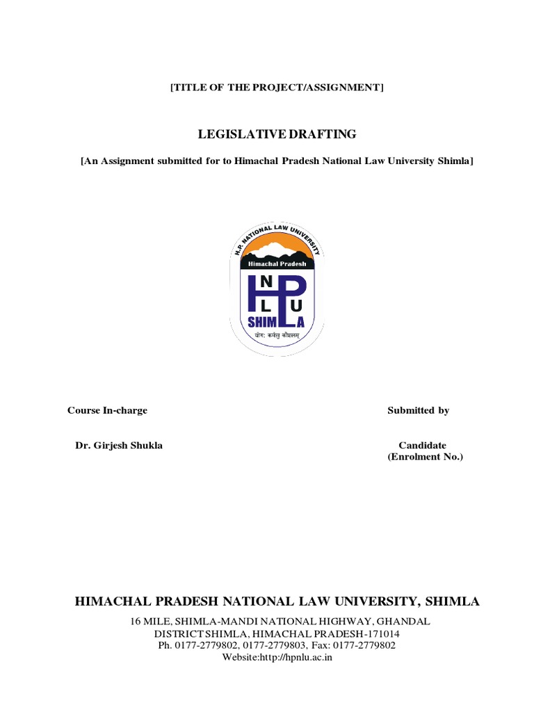 Legislative Drafting: (Title of The Project/Assignment) | PDF | Writing | Written Communication