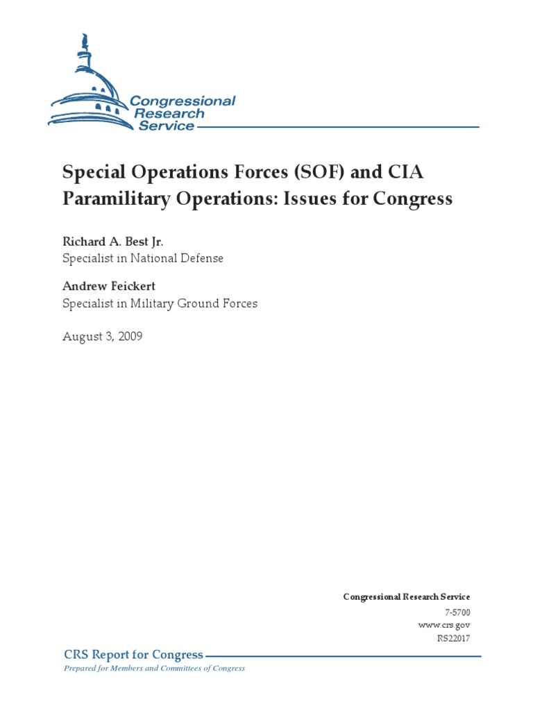 Special Operations Forces (SOF) and CIA Paramilitary Operations: Issues ...