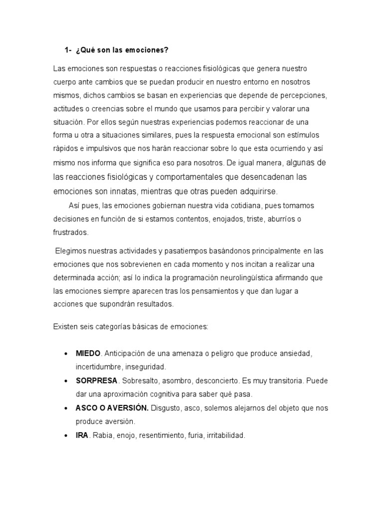 Unidad 4 Las Emociones Pdf Inteligencia Emocional Las Emociones