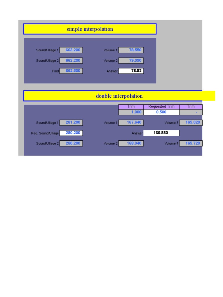 Simple Interpolation: Sound/Ullage 1 Sound/Ullage 2 Find Answer | PDF