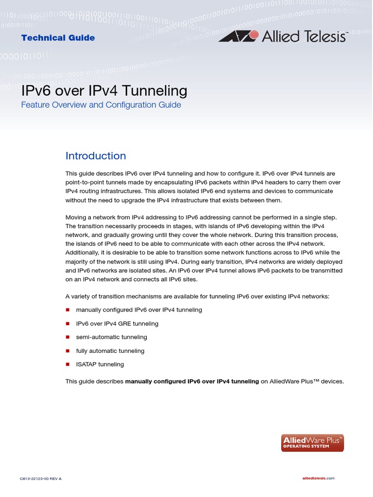 Ipv6 Over Ipv4 Tunneling: Feature Overview and Configuration Guide | PDF | I Pv6 | Computer Network