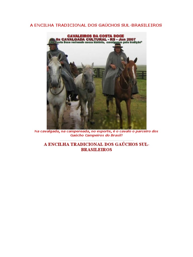 A Arte de Encilhar Cavalos Gaúchos | PDF | Cavalos | Dor