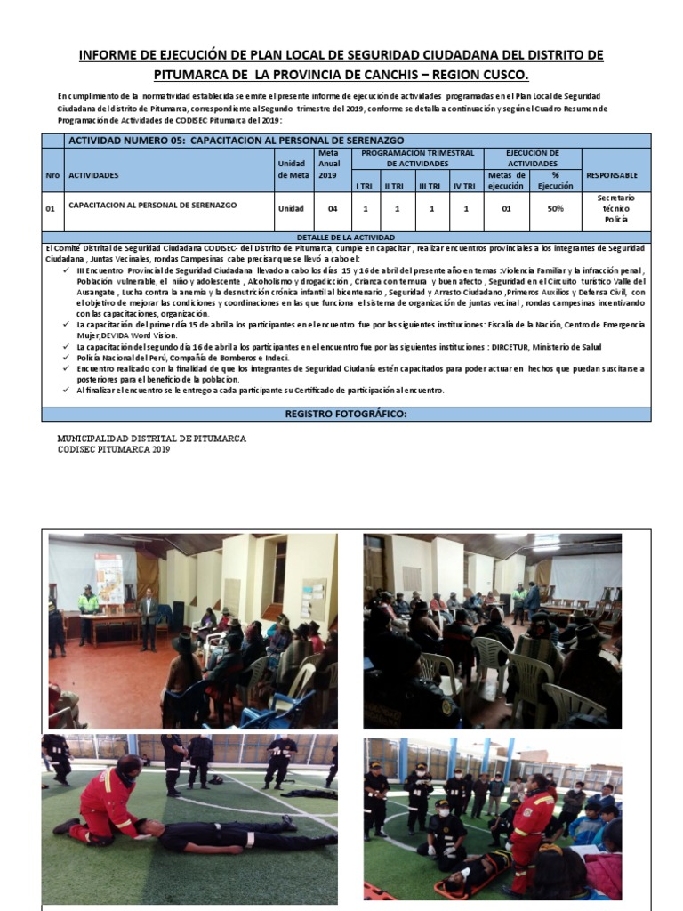 Segundo Informe Trimestral de Codisec | PDF | Cumplimiento de la ley | Crimen y violencia