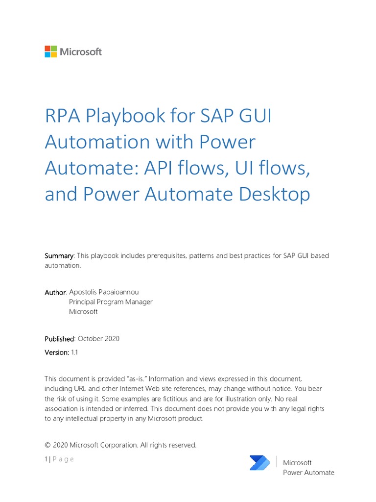 RPA Playbook For SAP GUI Based Automation With Power Automate PDF | PDF | Graphical User ...