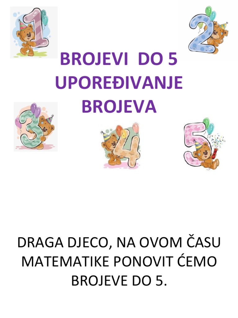 Brojevi Do 5 Upoređivanje Brojeva | PDF