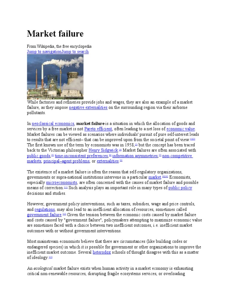 Market Failure: From Wikipedia, The Free Encyclopedia | PDF | Market ...