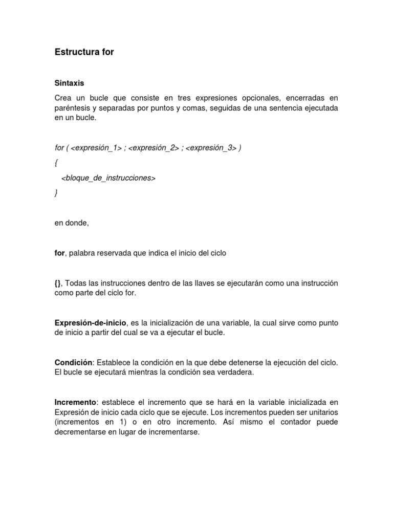 Estructura For PDF | PDF