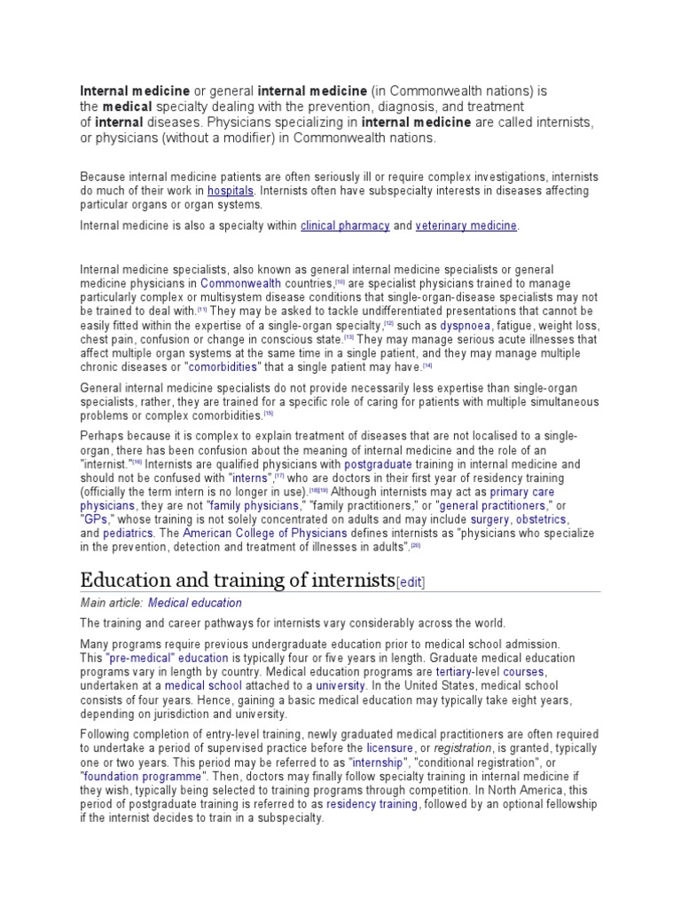 Internal Medicine | PDF | Internal Medicine | Physician