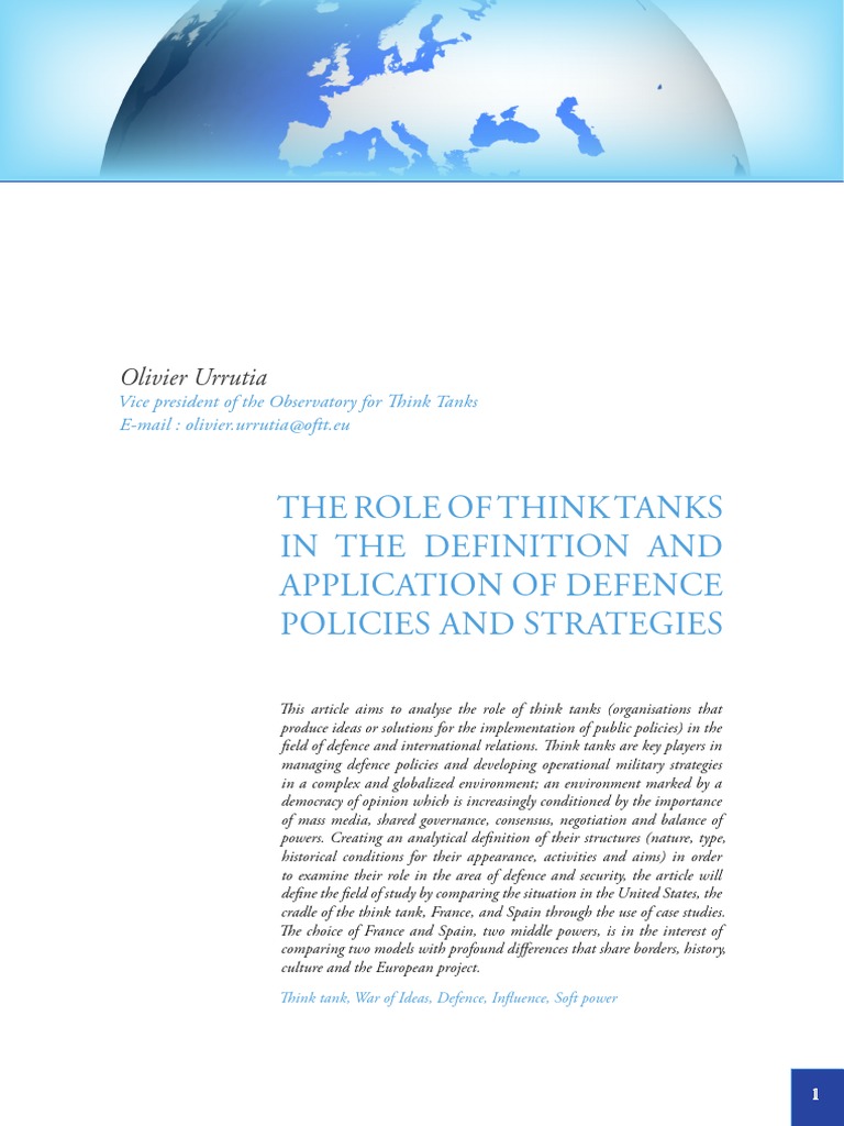 Think Tanks: Shaping Defense Policies | PDF | Think Tank | Policy