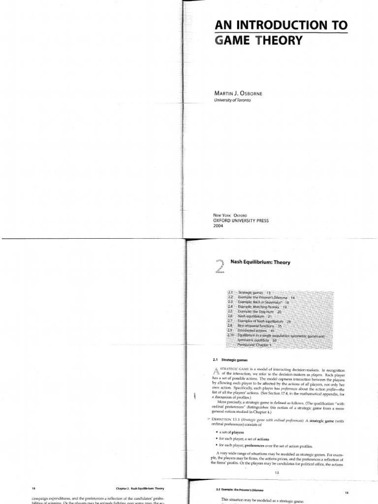 Osborne, M. An Introduction To Game Theory. Cap. 2.2 A 2.9 PDF | PDF ...