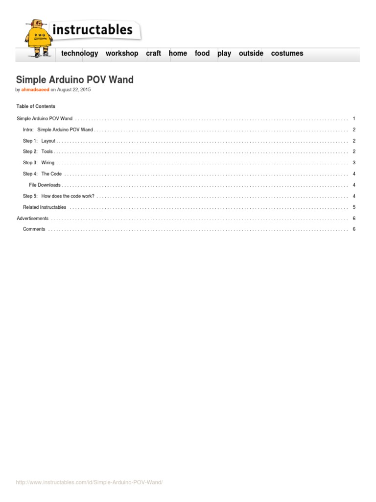 Simple Arduino POV Wand | PDF | Arduino | Electronics