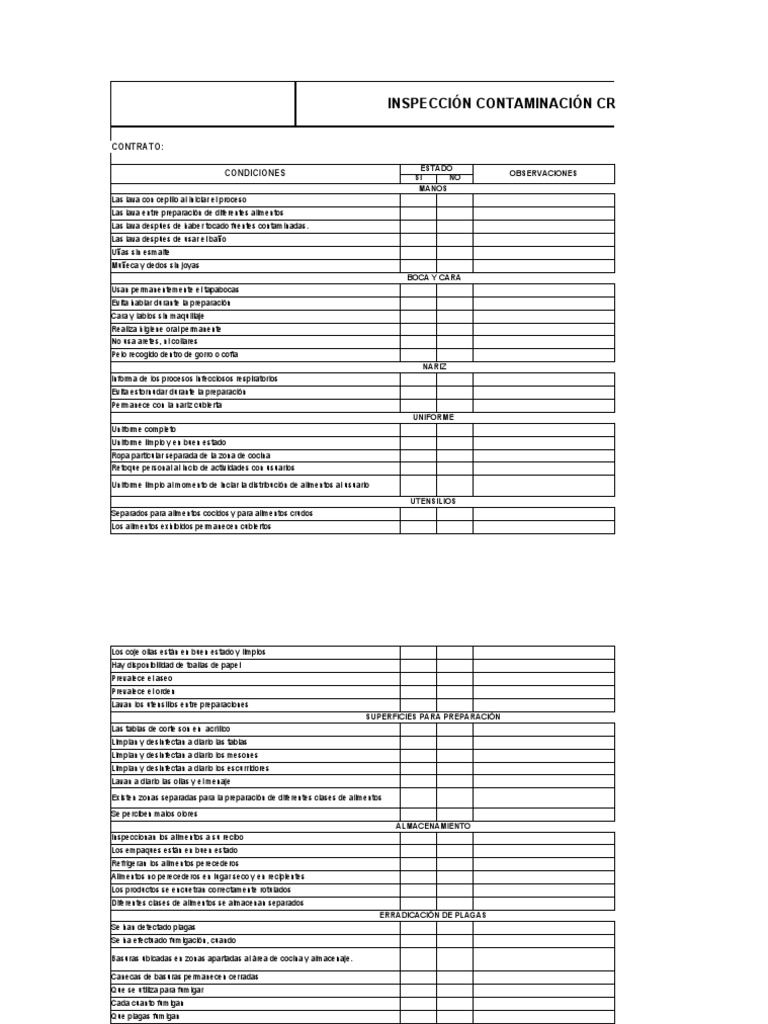 ST Fo 40 Inspeccion Contaminacion Cruzada - V1 | PDF | Cocina | Alimentos