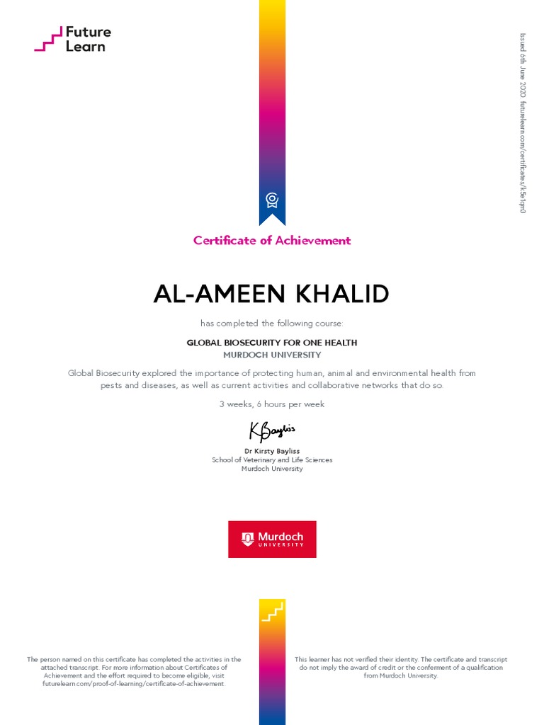 Al-Ameen Khalid: Certificate of Achievement | PDF | Public Sphere | Policy