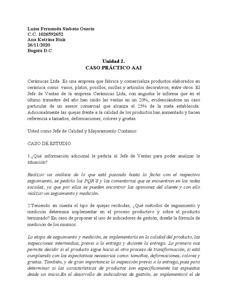 Caso Práctico Aa2 | PDF | Servicio al Cliente | Cliente