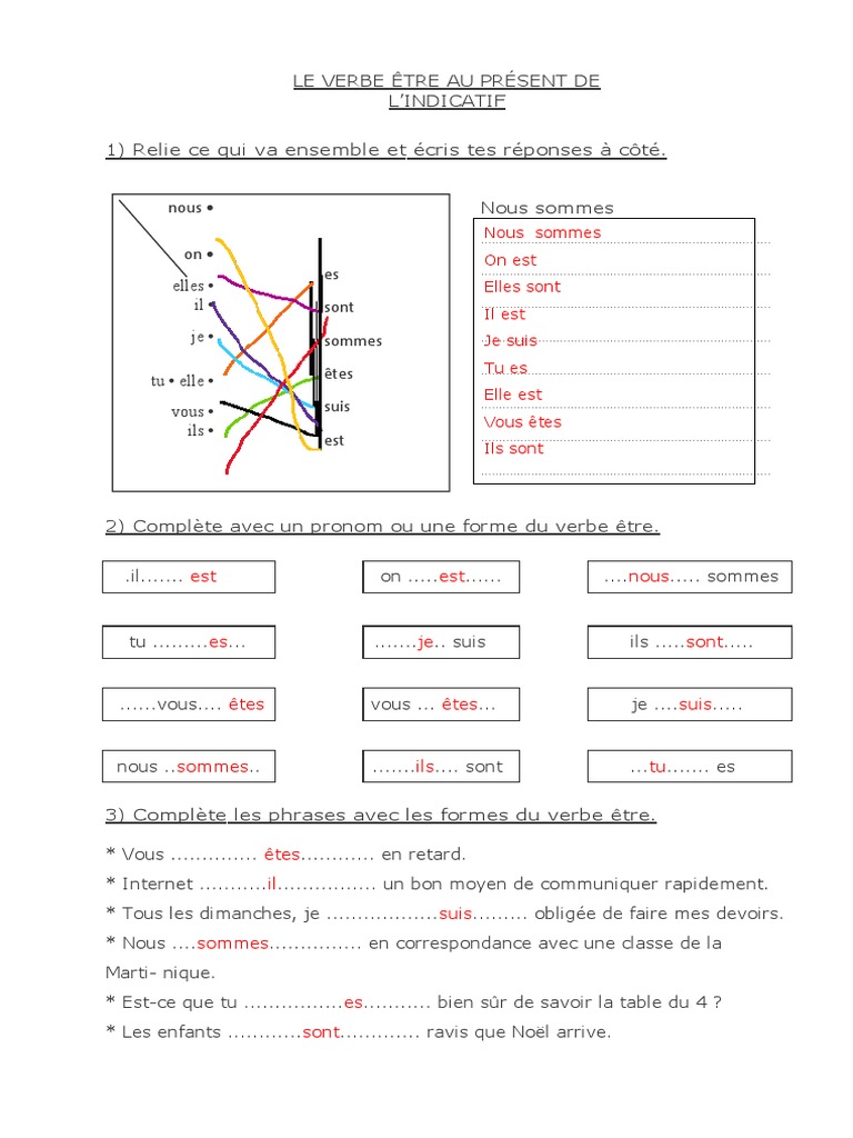 Exercices sur le verbe être au présent | PDF | Grammaire | Linguistique