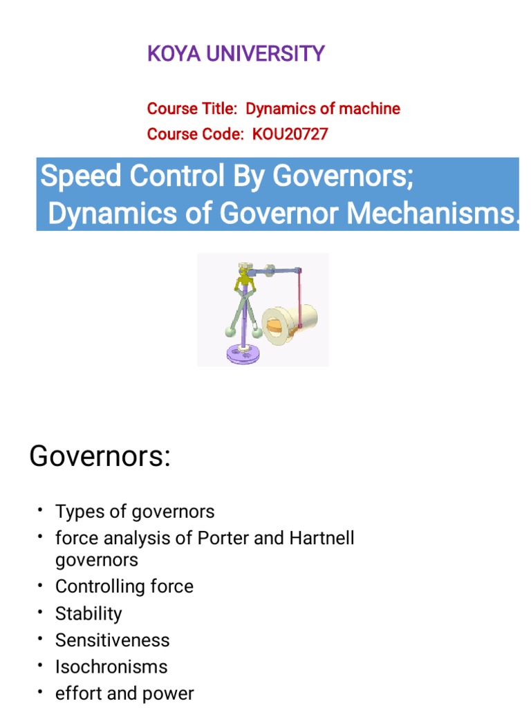 Speed Control By Governors Pdf Force Classical Mechanics
